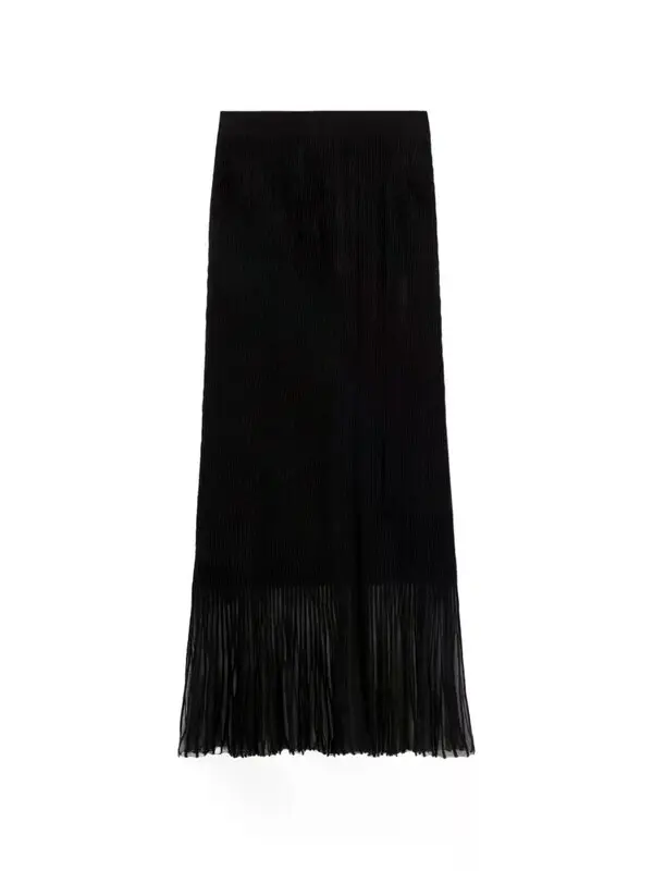 Claudie Pierlot Pleated Knitted Maxi Skirt - Black