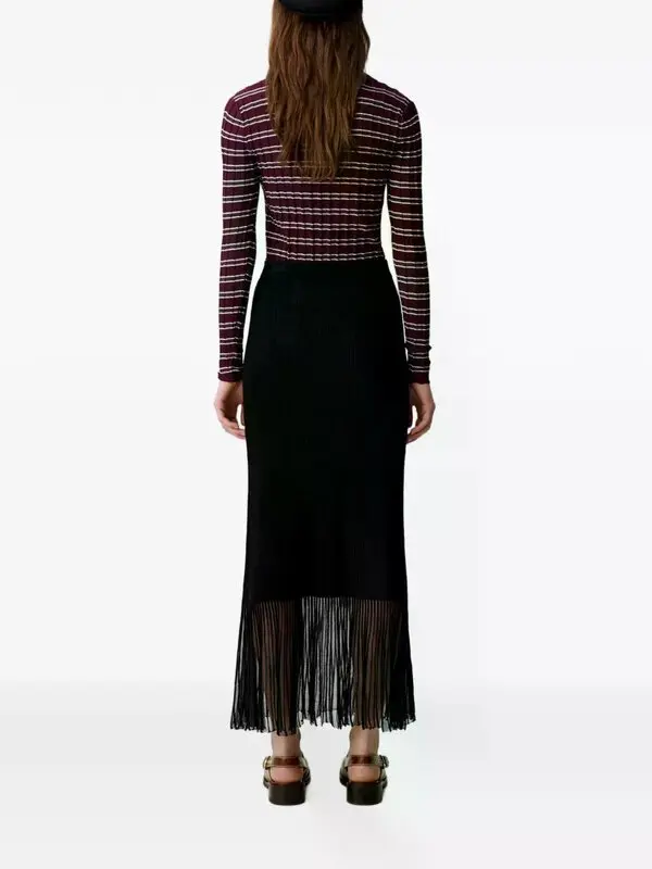 Claudie Pierlot Pleated Knitted Maxi Skirt - Black