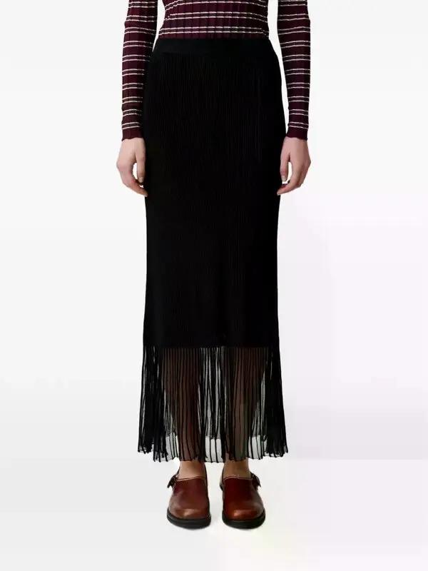 Claudie Pierlot Pleated Knitted Maxi Skirt - Black