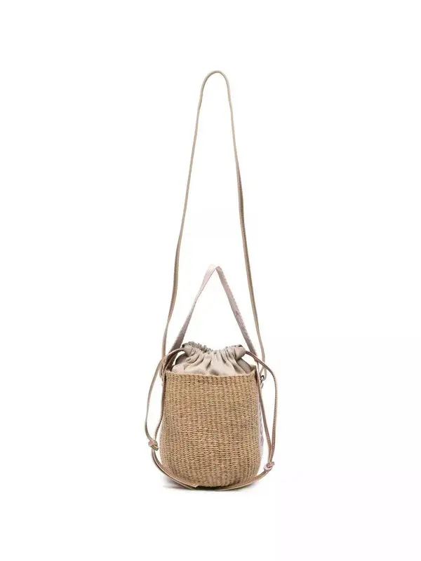 Chloé Small Woody Logo-tape Woven Bucket Bag - Neutrals