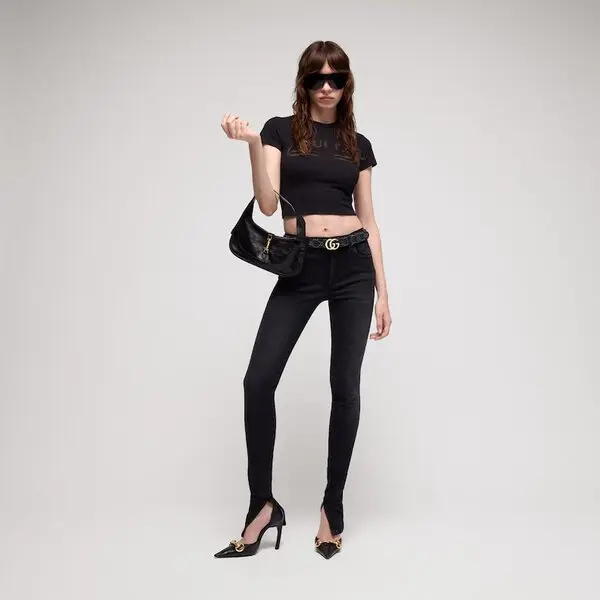 Gucci Gg Marmont Fabric Belt - Black