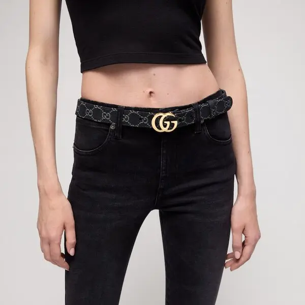 Gucci Gg Marmont Fabric Belt - Black