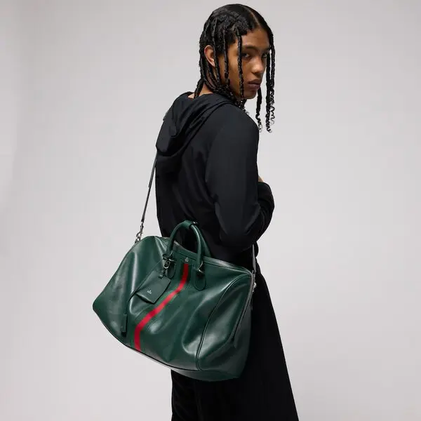 Gucci Web Trademark Medium Duffle Bag Leather