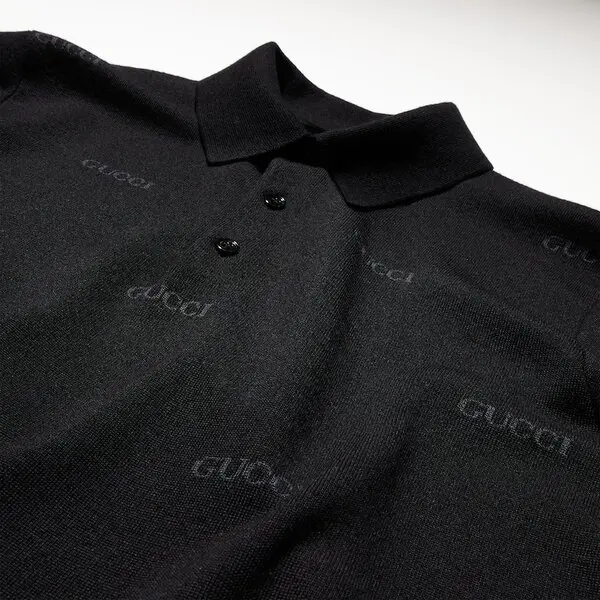 Gucci Wool Silk Jacquard Polo Shirt