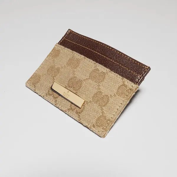 Gucci Card Case With Plaque Gg Canvas