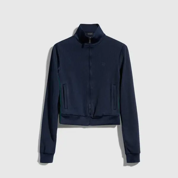 Gucci Rib Cotton Jersey Zip Sweatshirt With Web