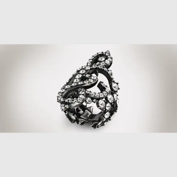 Gucci Gg Marmont Crystal Wide Ring