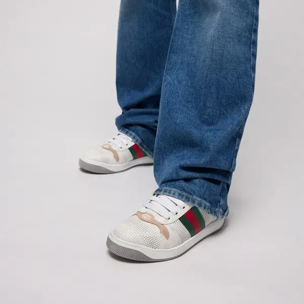 Gucci Perforated Leather Screener Sneakers - White