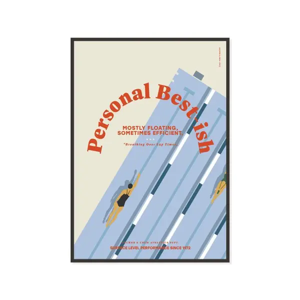 ANCHOR & CREW Personal Best-ish Swimming Club League Matte Art Print - White