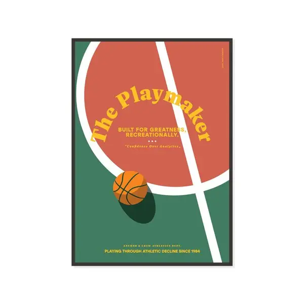 ANCHOR & CREW The Playmaker Basketball Club League Matte Art Print - White