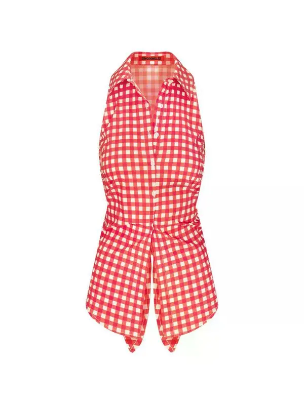 SIMONMILLER Loch Gingham Check Sleeveless Top