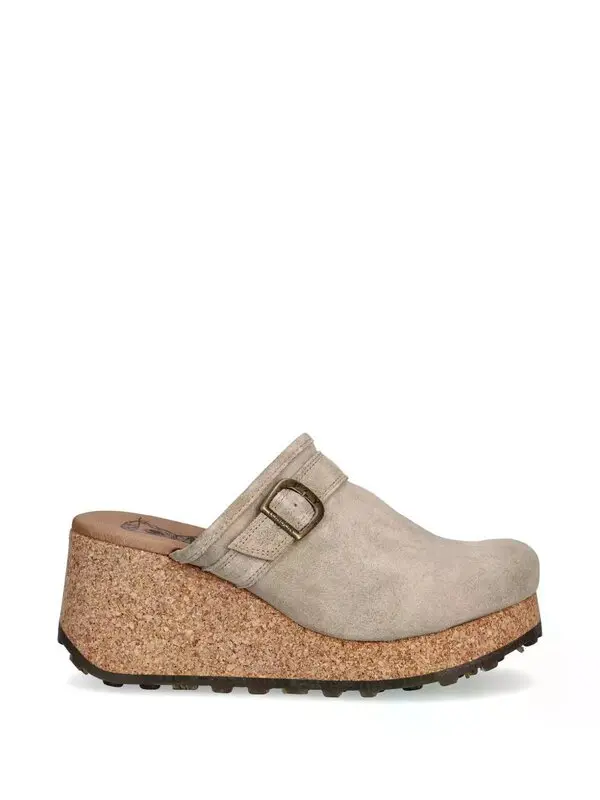 Fly London Buckle-detail Cork-wedge Clogs