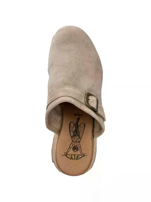 Fly London Buckle-detail Cork-wedge Clogs