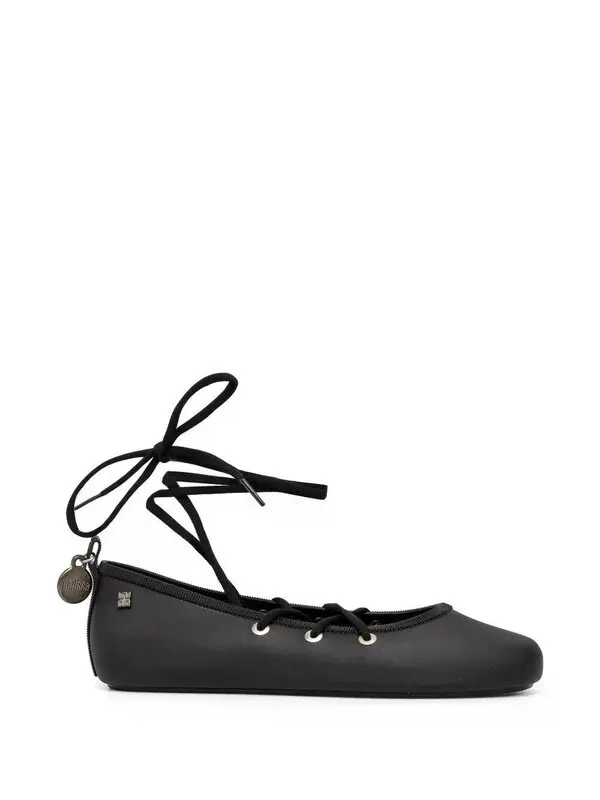 Melissa Lace-up Ballet Flats - Black