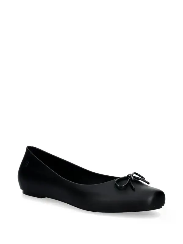Melissa Bow Detail Square Toe Ballet Flats - Black