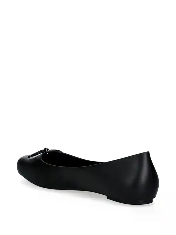 Melissa Bow Detail Square Toe Ballet Flats - Black
