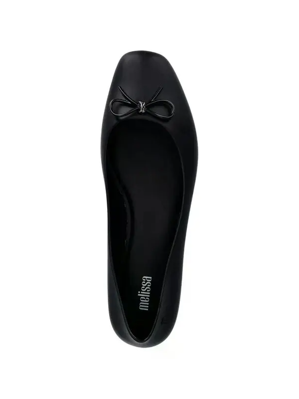 Melissa Bow Detail Square Toe Ballet Flats - Black