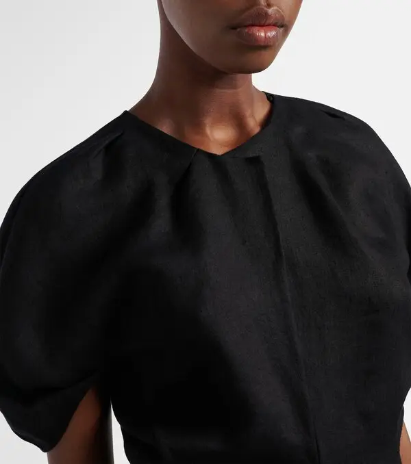 Khaite Rumi Peplum Linen-blend Top
