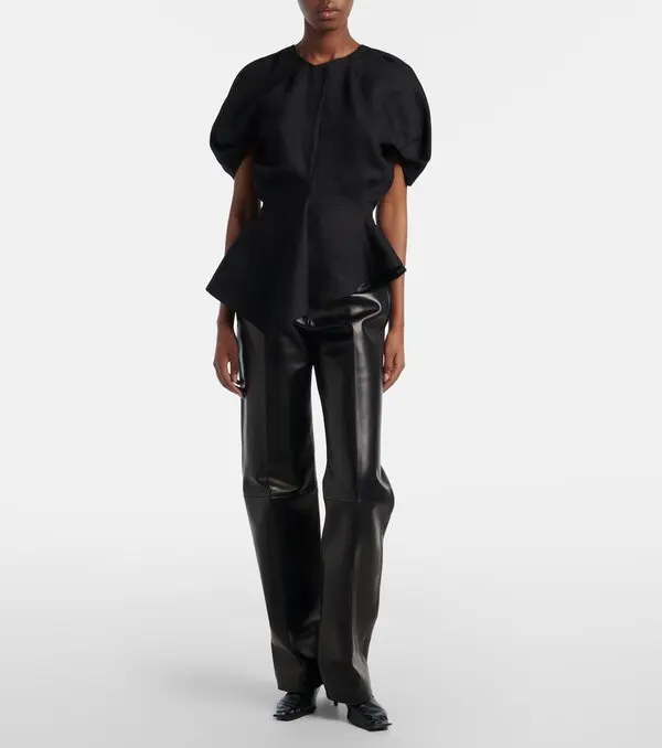 Khaite Rumi Peplum Linen-blend Top