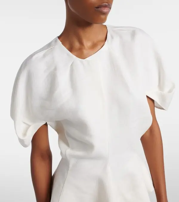Khaite Rumi Peplum Linen-blend Top - White