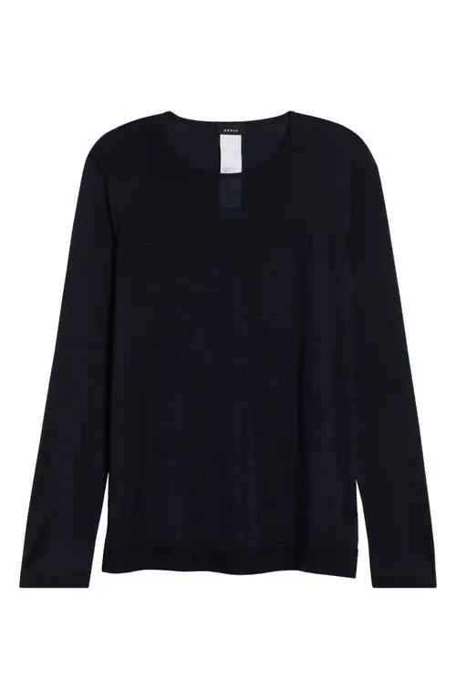 Akris Fine Cashmere & Silk Long Sleeve Sweater - Navy