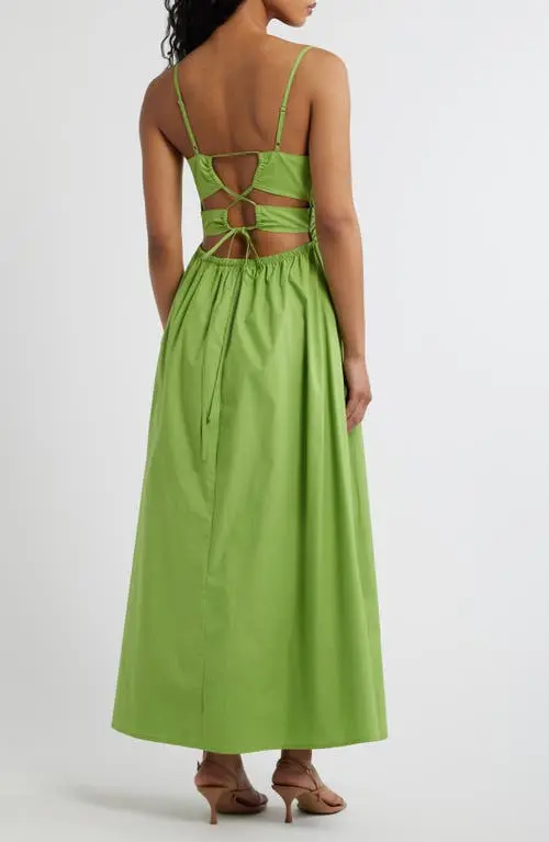 Lulus Marcella Cotton Poplin Tie Back Midi Dress