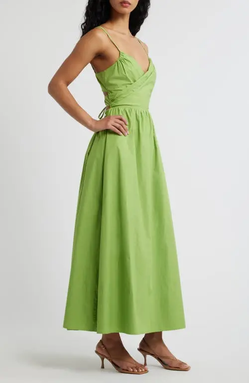 Lulus Marcella Cotton Poplin Tie Back Midi Dress