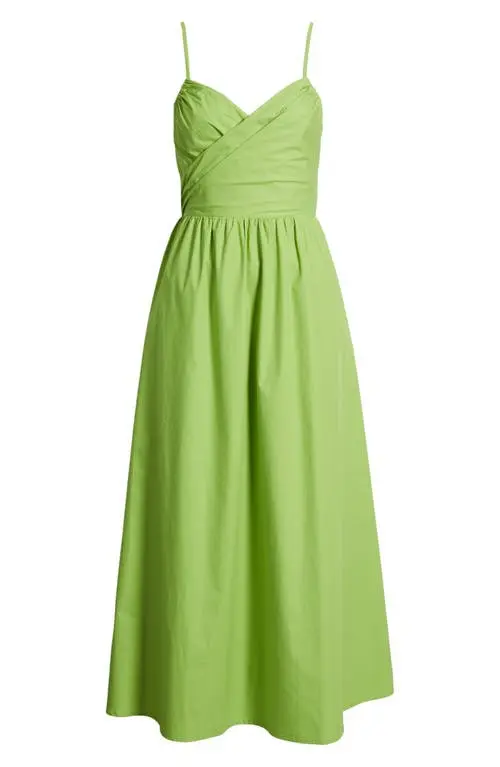 Lulus Marcella Cotton Poplin Tie Back Midi Dress
