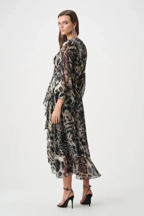 Joseph Ribkoff Chiffon Printed Fit And Flare Wrap Dress