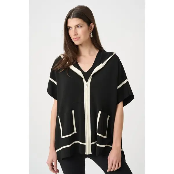 Joseph Ribkoff Dry Viscose Hooded Jacket - Black