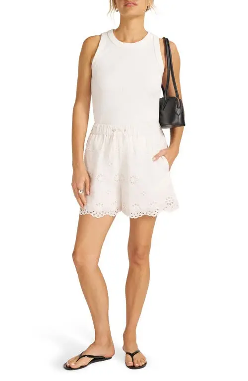 Matty M. Nala Scalloped Eyelet Cotton Shorts - Vellum