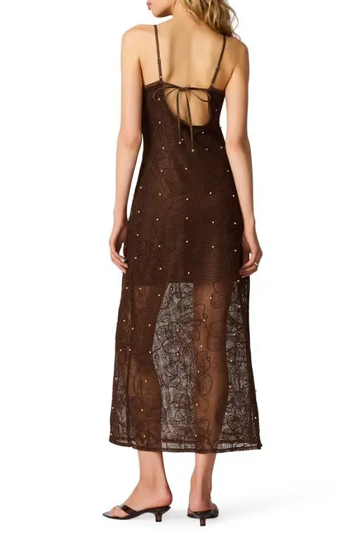Steve Madden Maureene Bead Detail Floral Mesh Dress