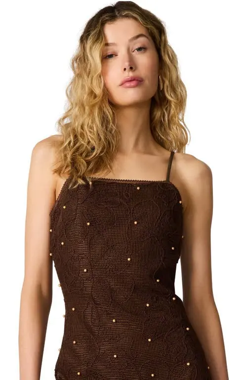 Steve Madden Maureene Bead Detail Floral Mesh Dress
