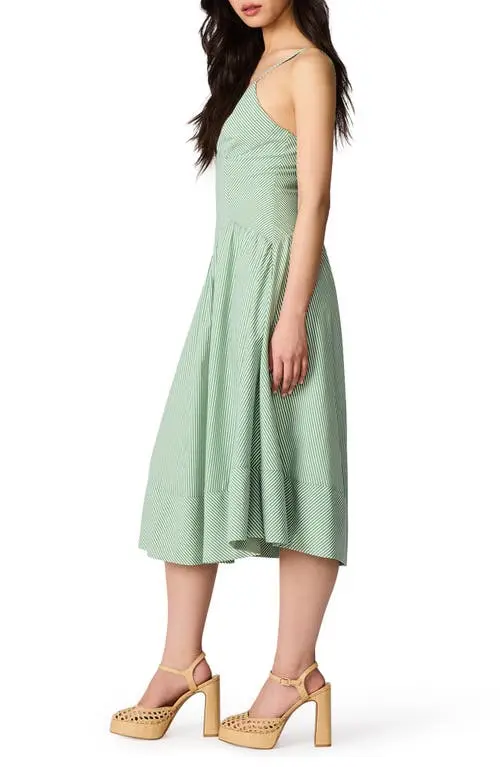 Steve Madden Una Stripe Seersucker Midi Dress - Green Moss