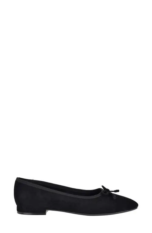 Calvin Klein Cyrie Suede Ballet Flats With Bow Detailing - Black