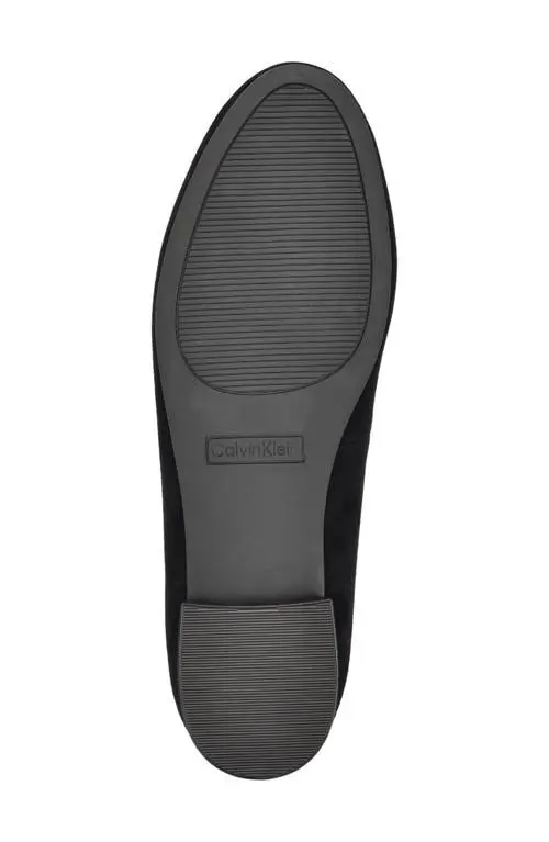 Calvin Klein Cyrie Suede Ballet Flats With Bow Detailing - Black
