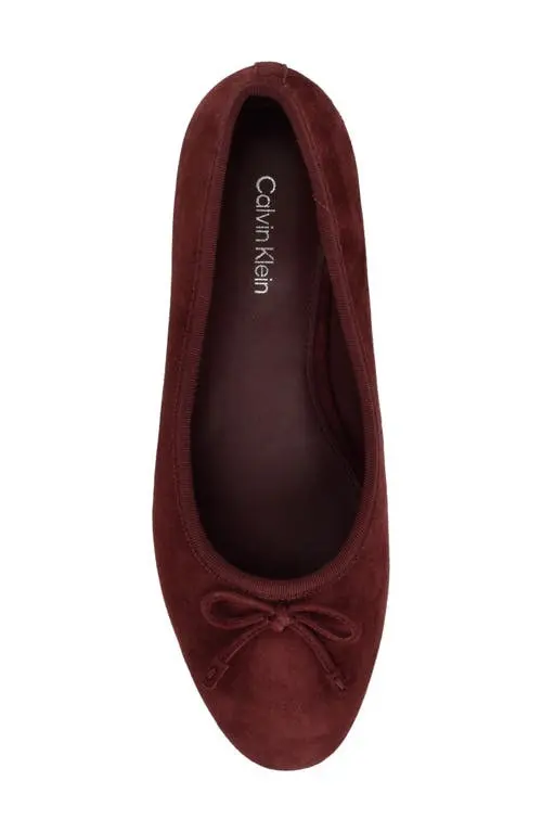 Calvin Klein Cyrie Bow Embellished Ballet Flat - Dark Red