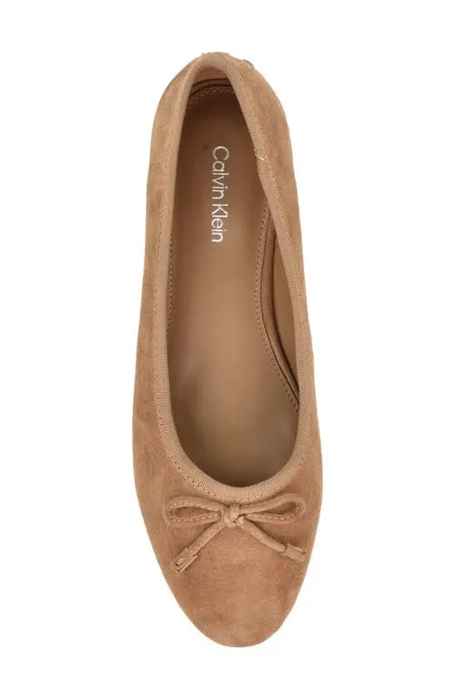 Calvin Klein Cyrie Suede Ballet Flats With Bow Detailing