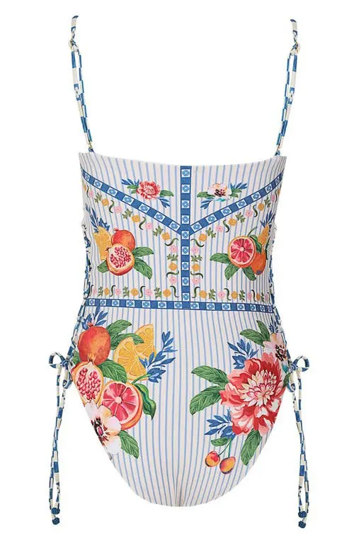 Agua Bendita Posh Basket Lace-up Side One-piece Swimsuit