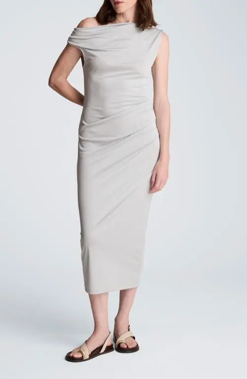 KENNETH COLE One-shoulder Ruched Maxi Dress - Stone Grey