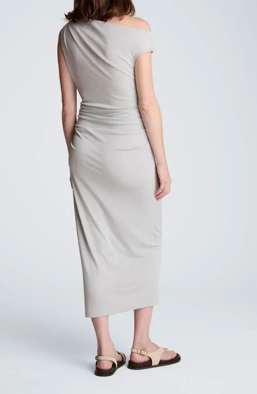 KENNETH COLE One-shoulder Ruched Maxi Dress - Stone Grey