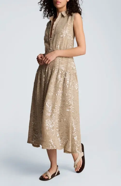 KENNETH COLE Sequin Sleeveless Midi Shirtdress