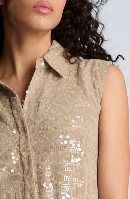 KENNETH COLE Sequin Sleeveless Midi Shirtdress