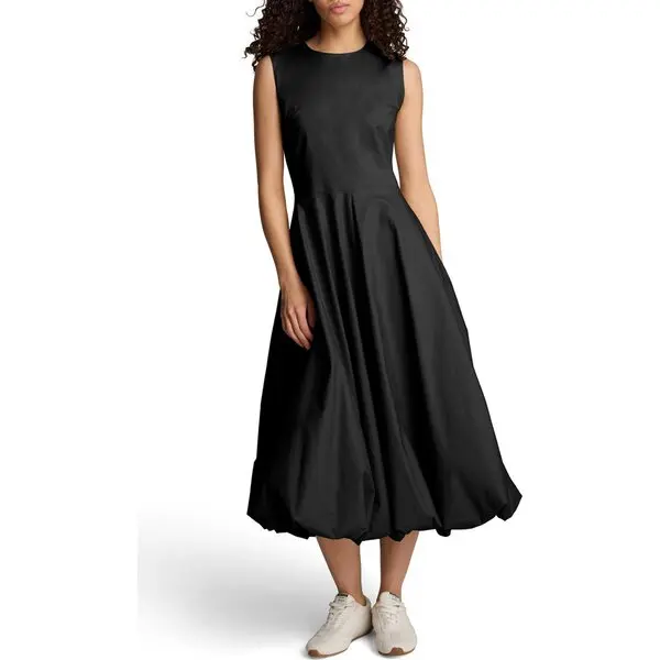 KENNETH COLE Sleeveless Bubble Hem Midi Dress - Black