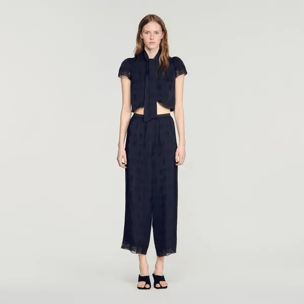 Sandro Fluid Paisley Jacquard Trousers
