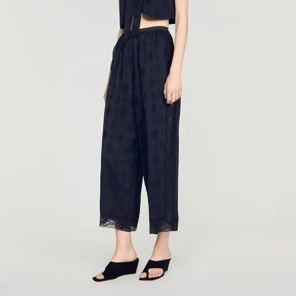Sandro Fluid Paisley Jacquard Trousers