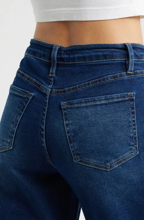 YMI High Waist Wide Leg Jeans In Dark Wash Denim