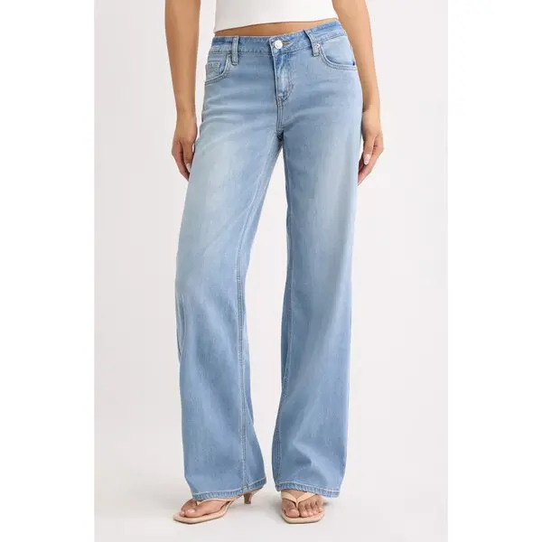 YMI Britney Low Rise Wide Leg Jeans - Sky Blue