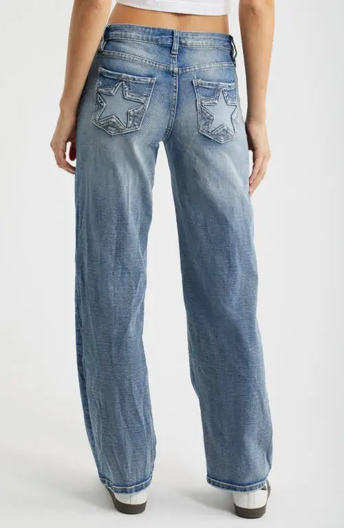 YMI Bella Star Pocket Wide Leg Jeans - Light Blue