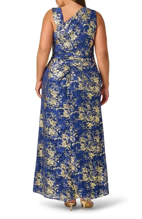 Adrianna Papell Asymmetric Neck Lace Gown